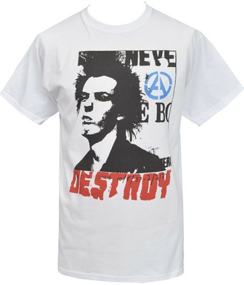 Mens Sid Destroy T-Shirt 1977 British Punk Rockers